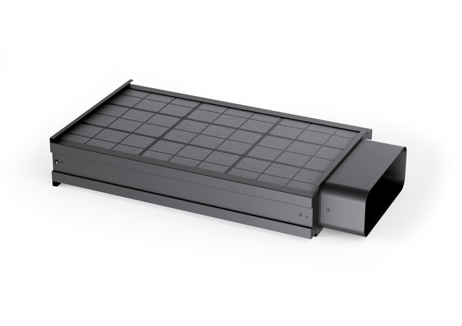 Recirculation box for base area with standard activated charcoal filter ...